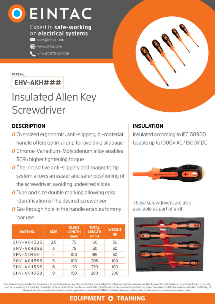 Buy Insulated Allen Key Screwdrivers for EV Technicians | EINTAC